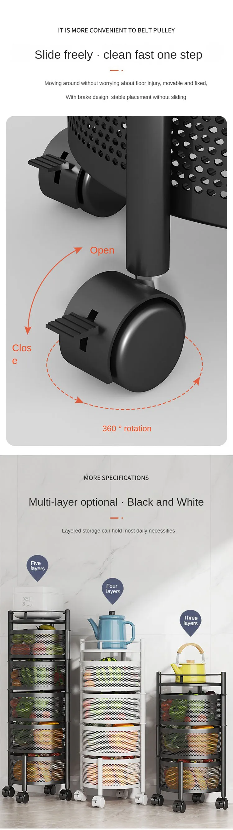 3 4 5 Tier Metal Shelves Racks Organizer Fruit And Vegetable Shelving ...