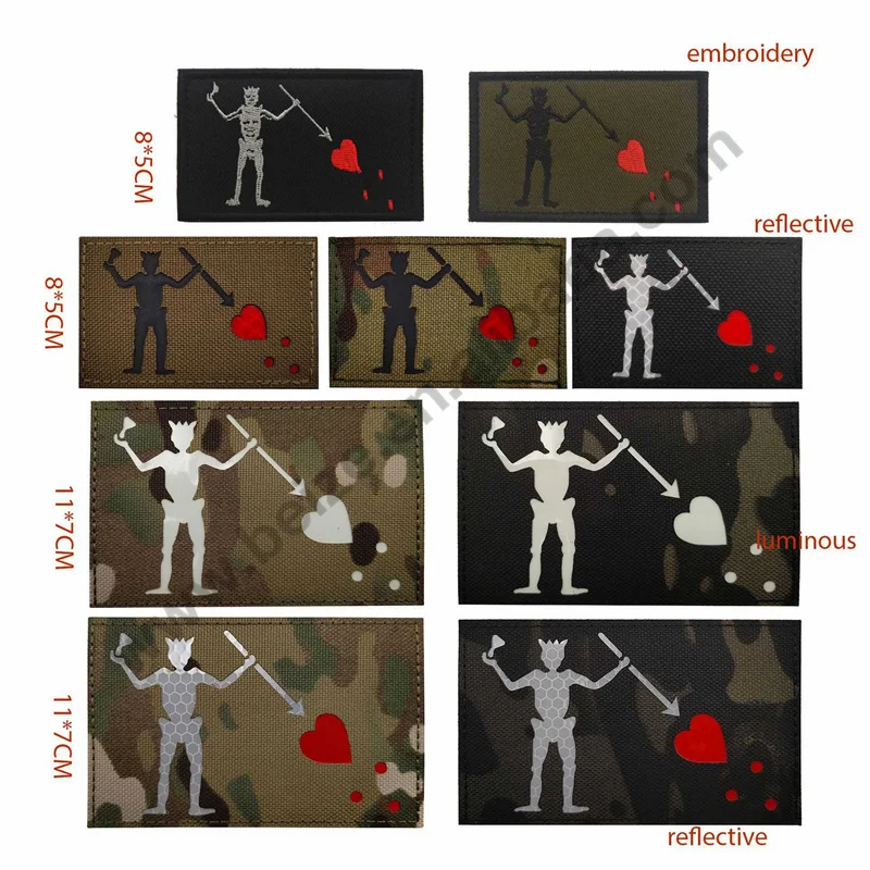 Blackbeard Pirate Flag Ir Infrared Reflective Tactical Patch With Hook ...