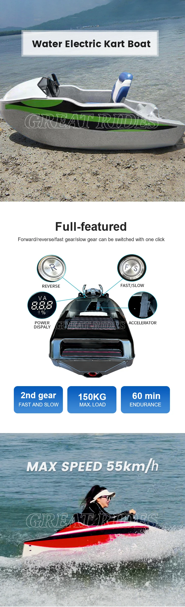 Surprise Price Water Gokart Boat Water Go-Kart Electric Canoe Electric ...
