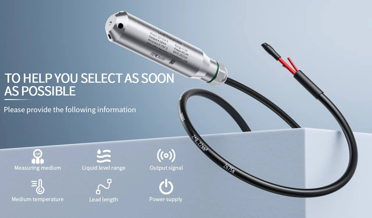 Tank Water Level Sensor 24v 0-10m Integrate Level Transmitter 4 20ma 0 ...