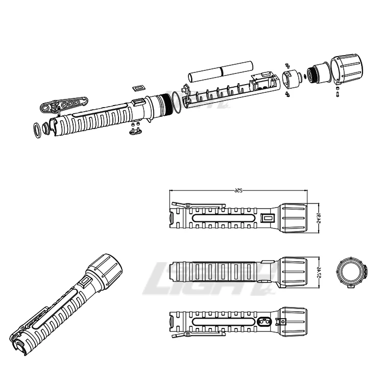 Intrinsically Safe Led Torch 6.4Ah 18650 Batteries Impact Resistance ...