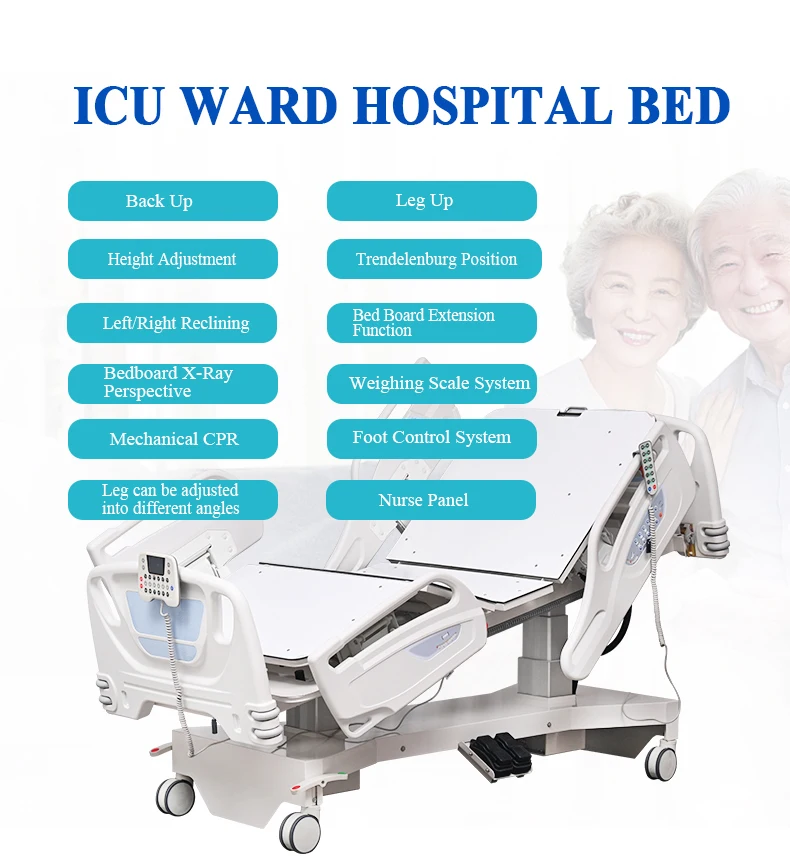 Movable Multifunction Adjustable Patient Nursing Icu Bed Electric ...
