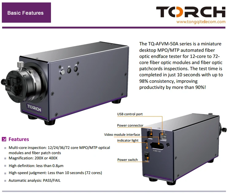 Miniature Desktop Automated Fiber Optic Inspection Scope Tq-afvm-50a ...