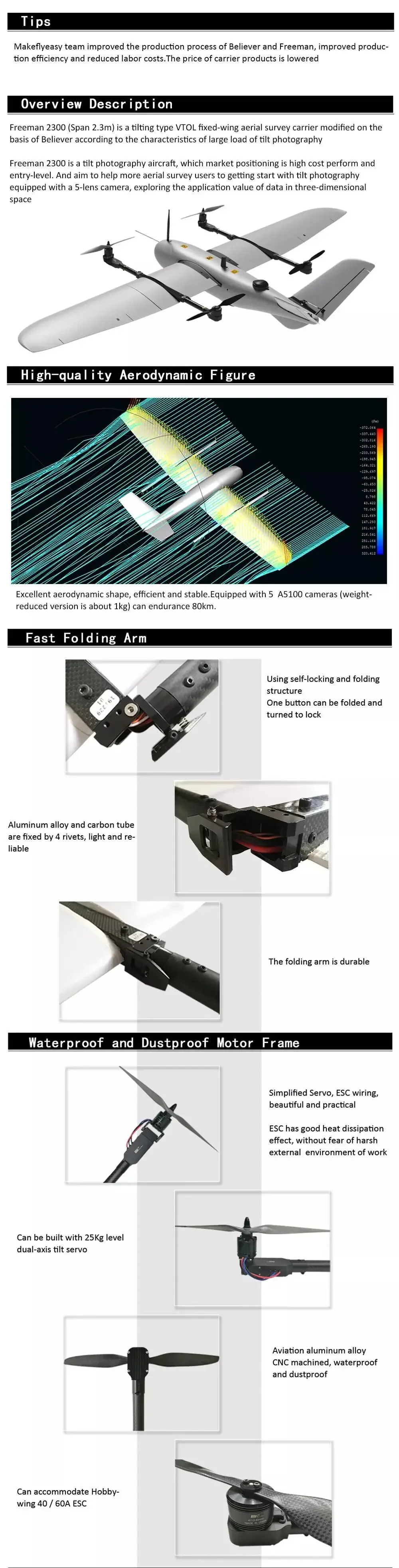 Makeflyeasy Freeman 2300mm Wingspan Compound Wing Epo Vtol Aerial ...