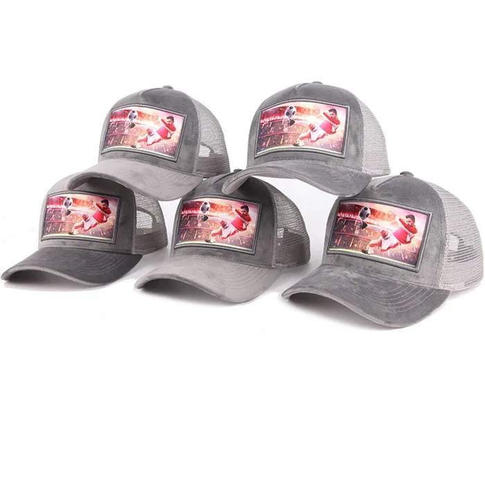 Shop Top Quality Sports Caps - Velvet Trucker Hats Custom 5 Panel Mesh