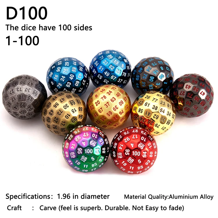 Metal Polyhedral D100 Dice - Premium RPG Accessory
