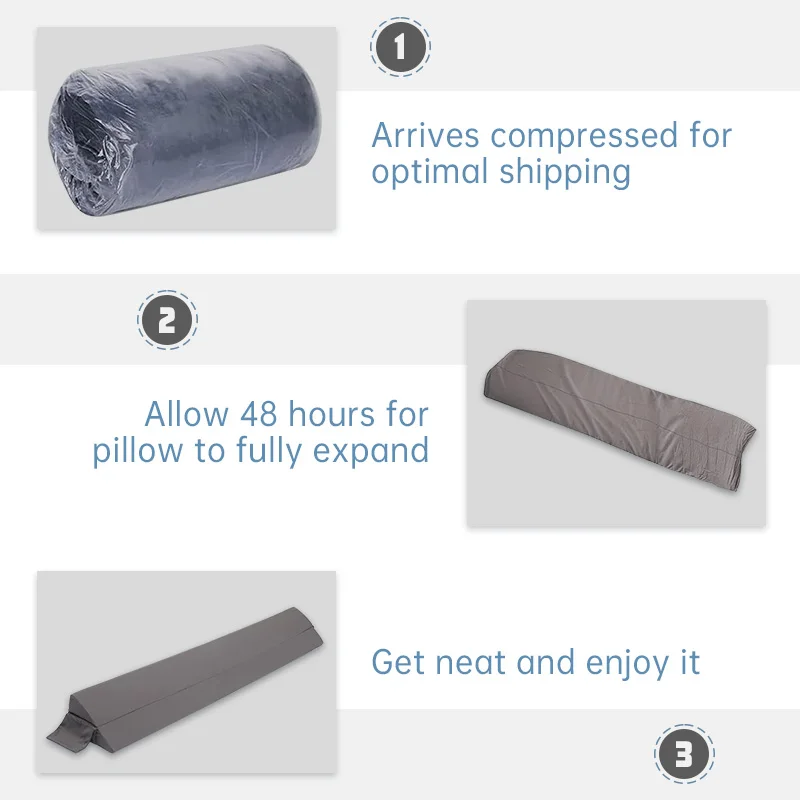 Foldable Bed Wedge Pillow Stopper Upgraded Grey Noodle Pillow Wedge for ...