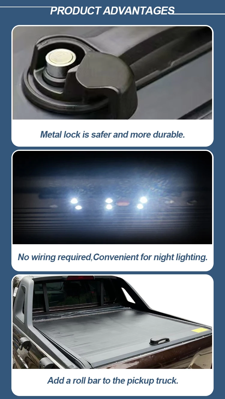 Aluminum Hard Retractable Truck Pickup Bed Tonneau Cover Roller Shutter ...