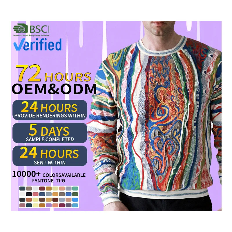 Diy Custom Wholesale 100% Mercerized Cotton Designer Sweater Knit Crew ...