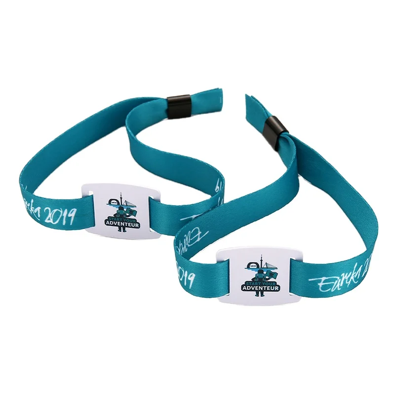 125 Khz Frequency Custom Rfid Nylon Satin Fabric Woven Knit Wristband ...