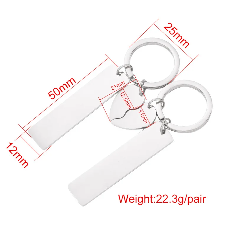 Couple Blank Keychain Stainless Steel Mirror Polished Laser Engraving ...