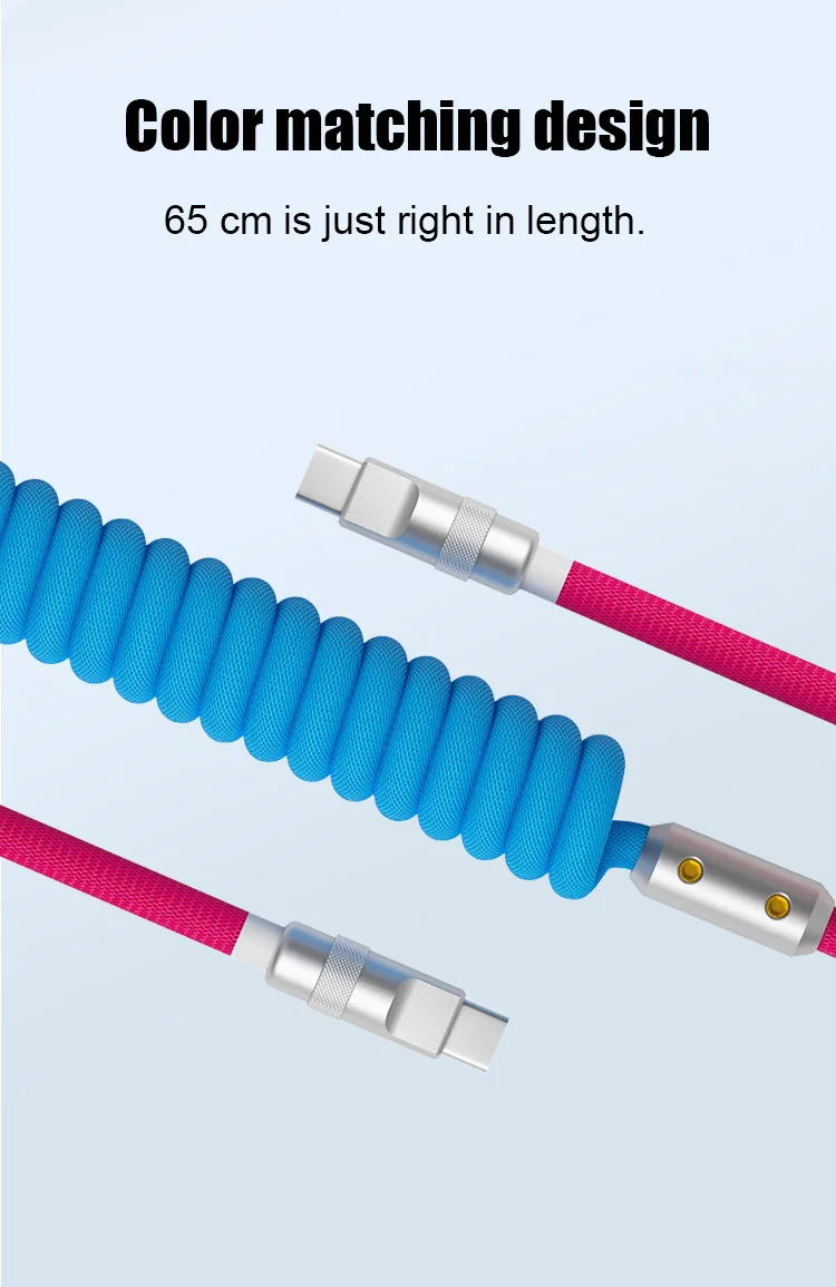 Spiral Curly Braided Type C Pd Usb Data Cable Spring Coiled Wire ...