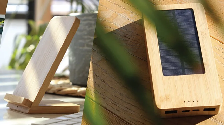 Bamboo Portable Charger Mini Wireless Charging Power Bank 10000mah ...