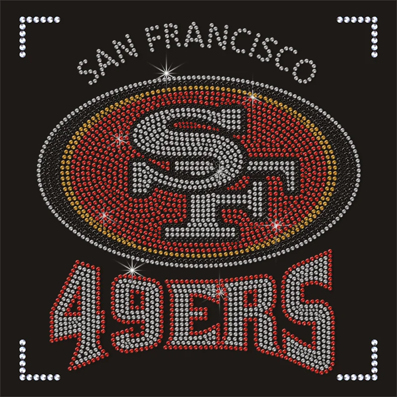 Custom Bling Crystal NFL Team Logo - SF 49ers Rhinestones