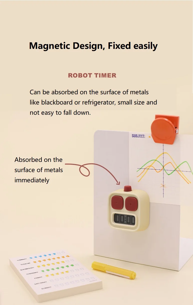 Robot Shape Kids Magnetic Countdown Sports Kitchen Games Pomodoro Study ...