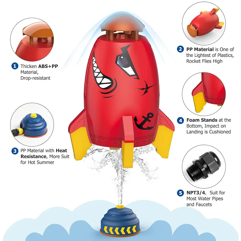 Swimming Pool Sprinkler Shark Rocket Launcher Outdoor Water Toys For ...