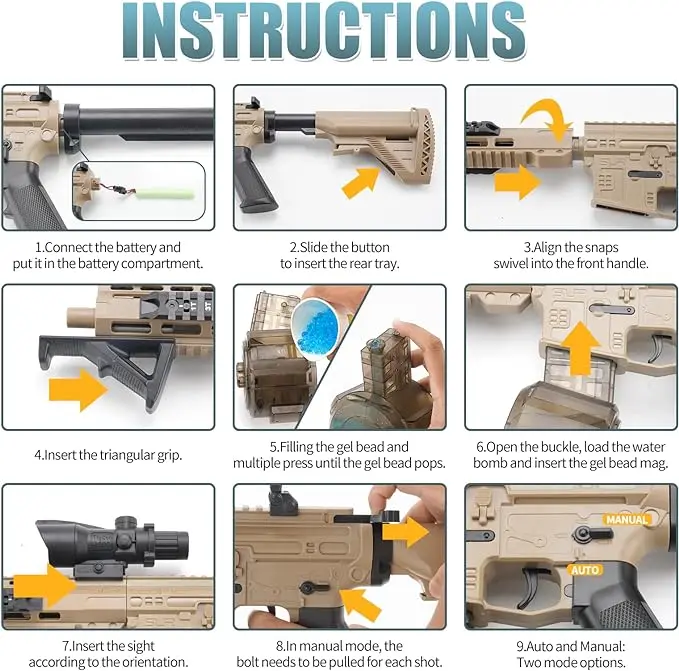 Electric M4a1 Toy Gun Rifle Sniper Pistol Blaster Soft Bullet Automatic ...