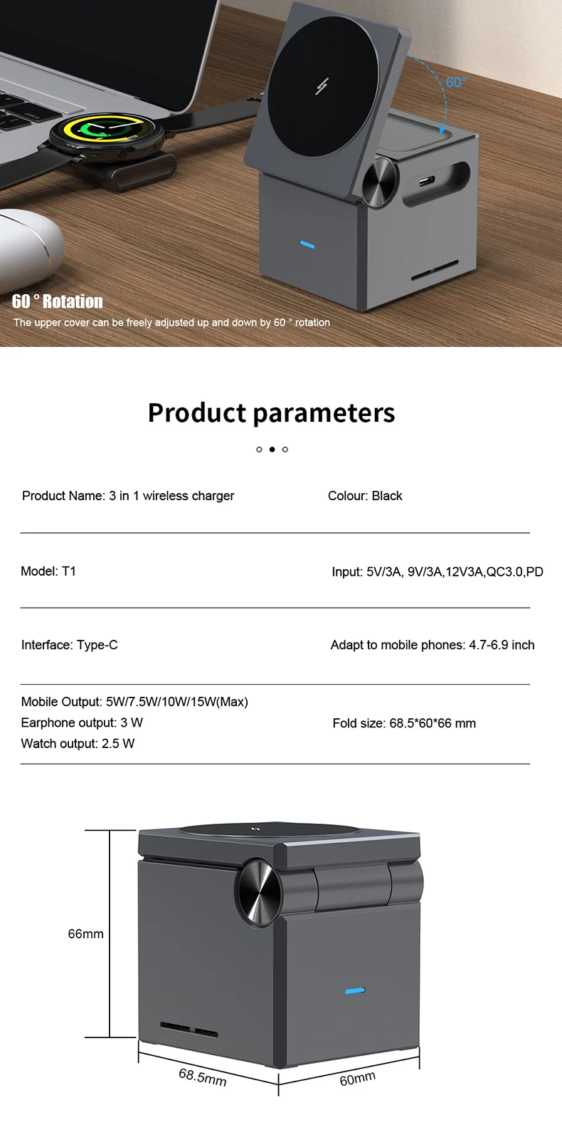 New Design 3 In 1 Magnetic Foldable Universal Charging Station Small ...