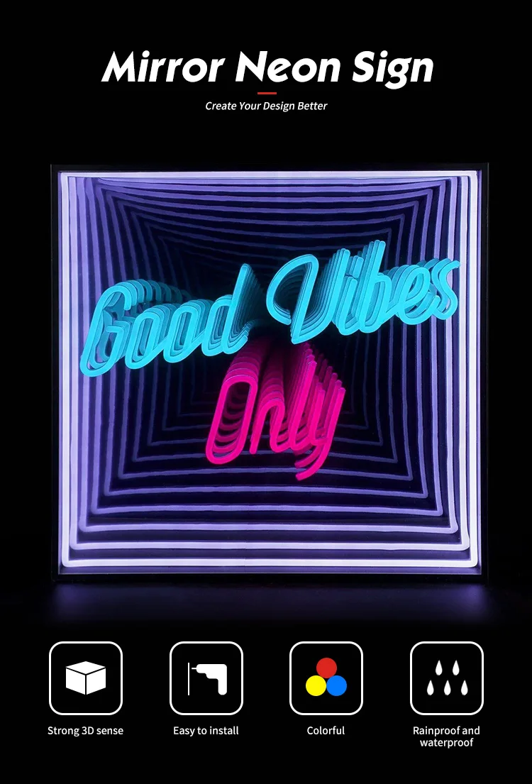 Cosun Pink Neon Mirror Sign - Customizable Light Art