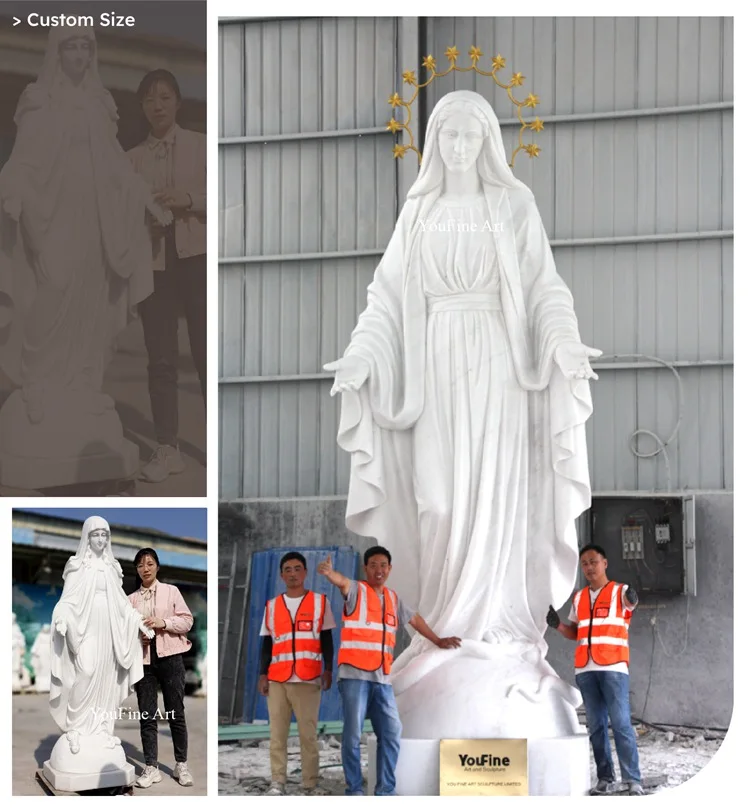 Custom Religious Life Size White Marble Sculpture Pieta