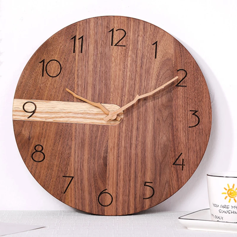 Wall Decor Solid Wood Wall Clock For Living Room Modern Clock Quiet ...