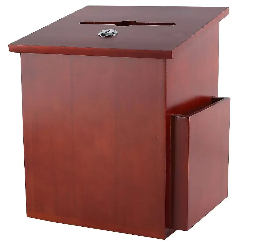Custom Wood Charity Donation & Suggestion Box Office Ballot With Pocket ...