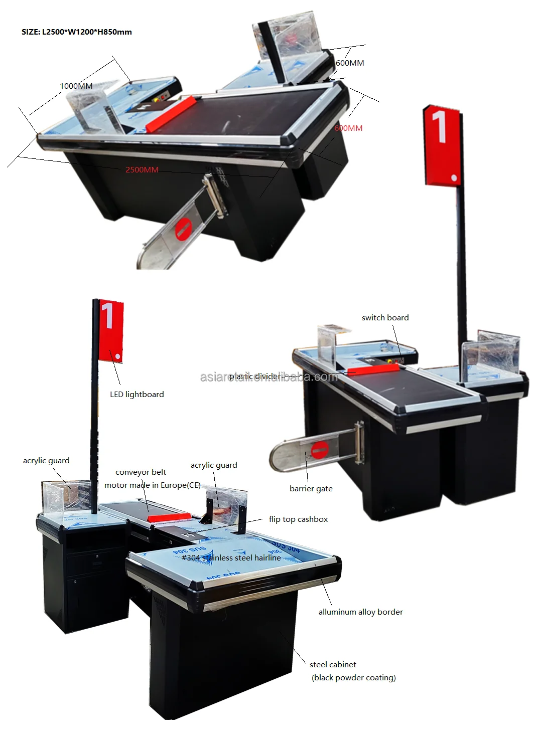 2023 New Design Motorized Cash Register Stand Counters Furniture