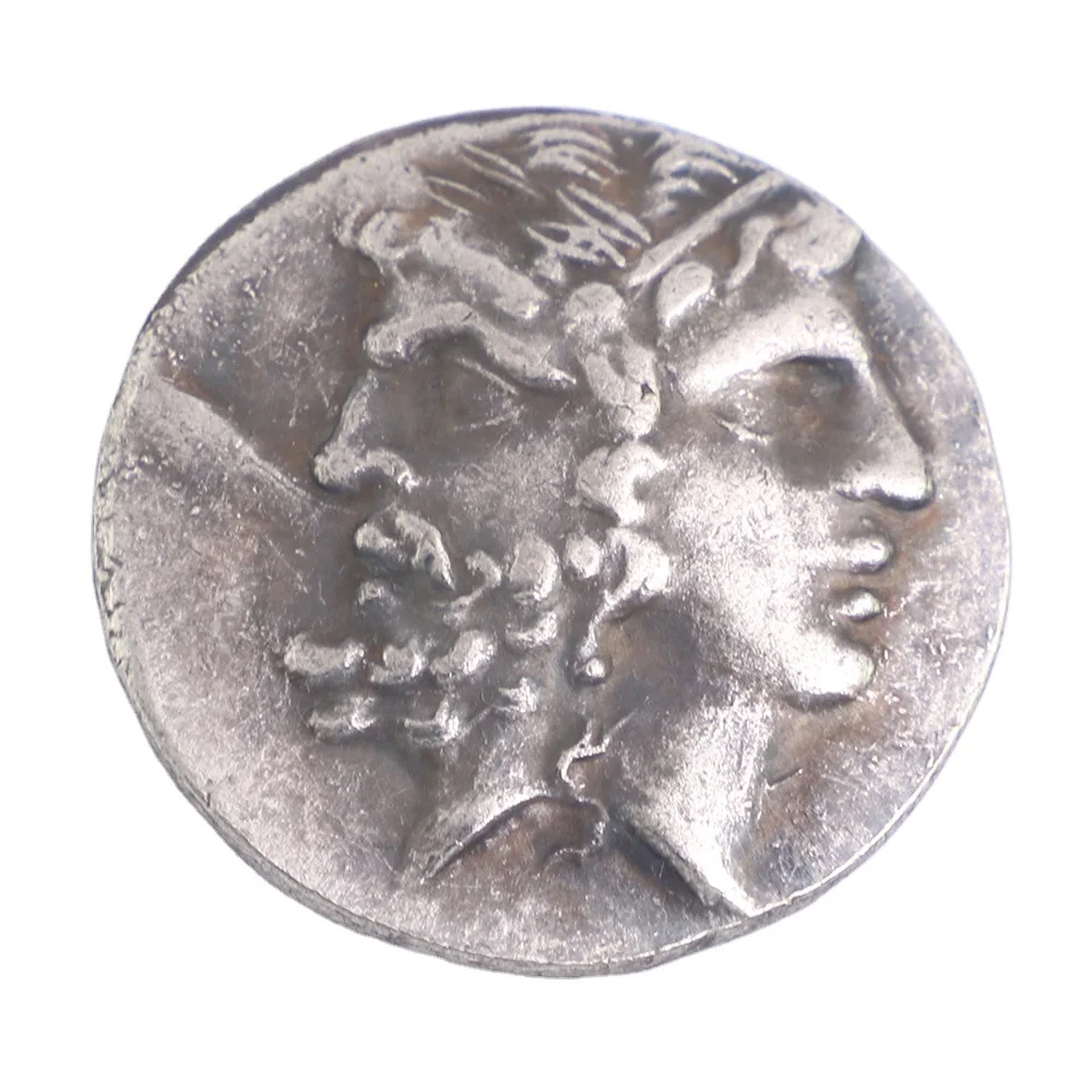 Ancient Commemorative Greek Silver Two Face Coin Janiform Head Of Zeus ...