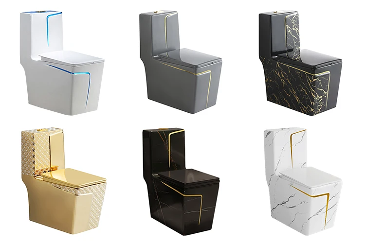 Inodoros Modernos Luxury Gold Black Porcelain Water Closet Ceramic One Piece Bathroom Wc Bowl ...