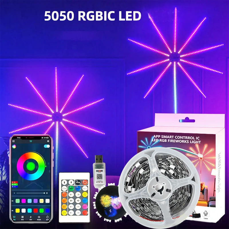 Music Sync Color Changing Remote 5050 Firework Usb 5v Led Strip Lights ...