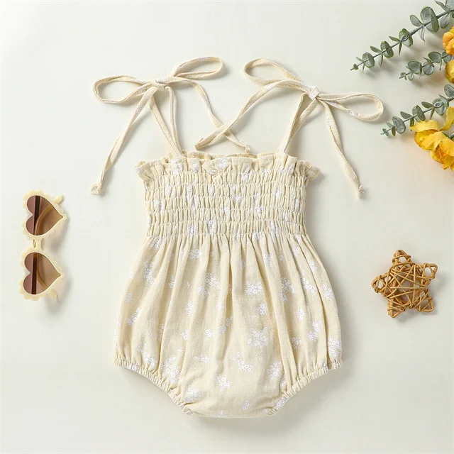 1pcs Private Label Rts Summer Newborn Infant Toddler Clothes Cotton Floral Baby Girls Bubble ...