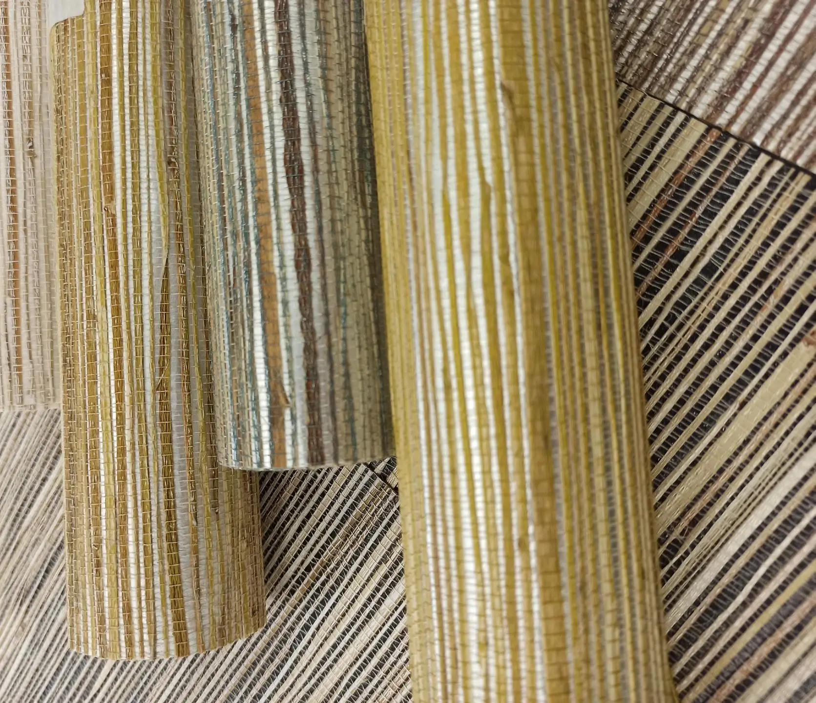 Fireproof Natural Woven Wallpaper - Linen Wood Cork Sisal