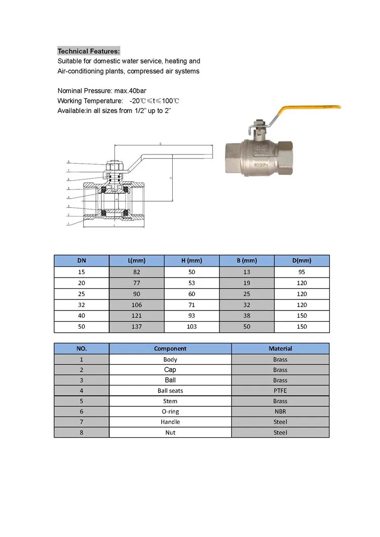 Dn8 To Dn100 Female Npt Threaded Full Port Forged Brass Ball Valve For ...