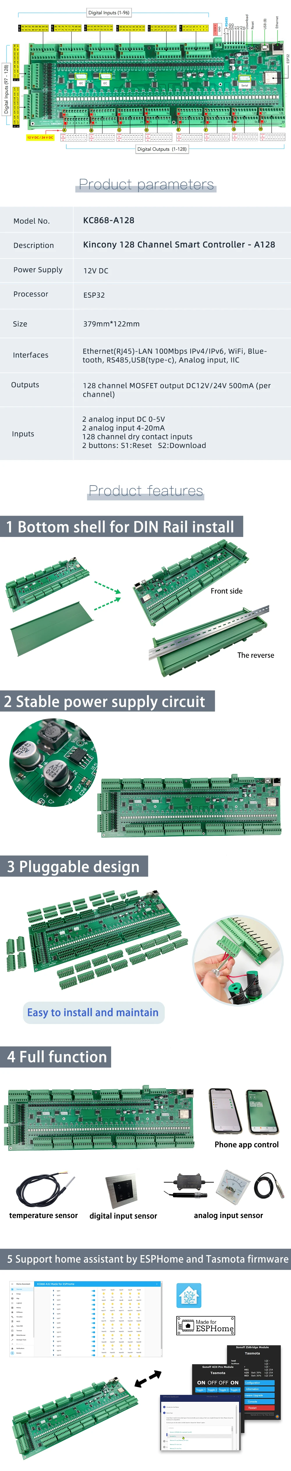 KC868-A128 ESP32 Wifi/ethernet RS232 USB Relay Module ADC DAC Ard IDE ...