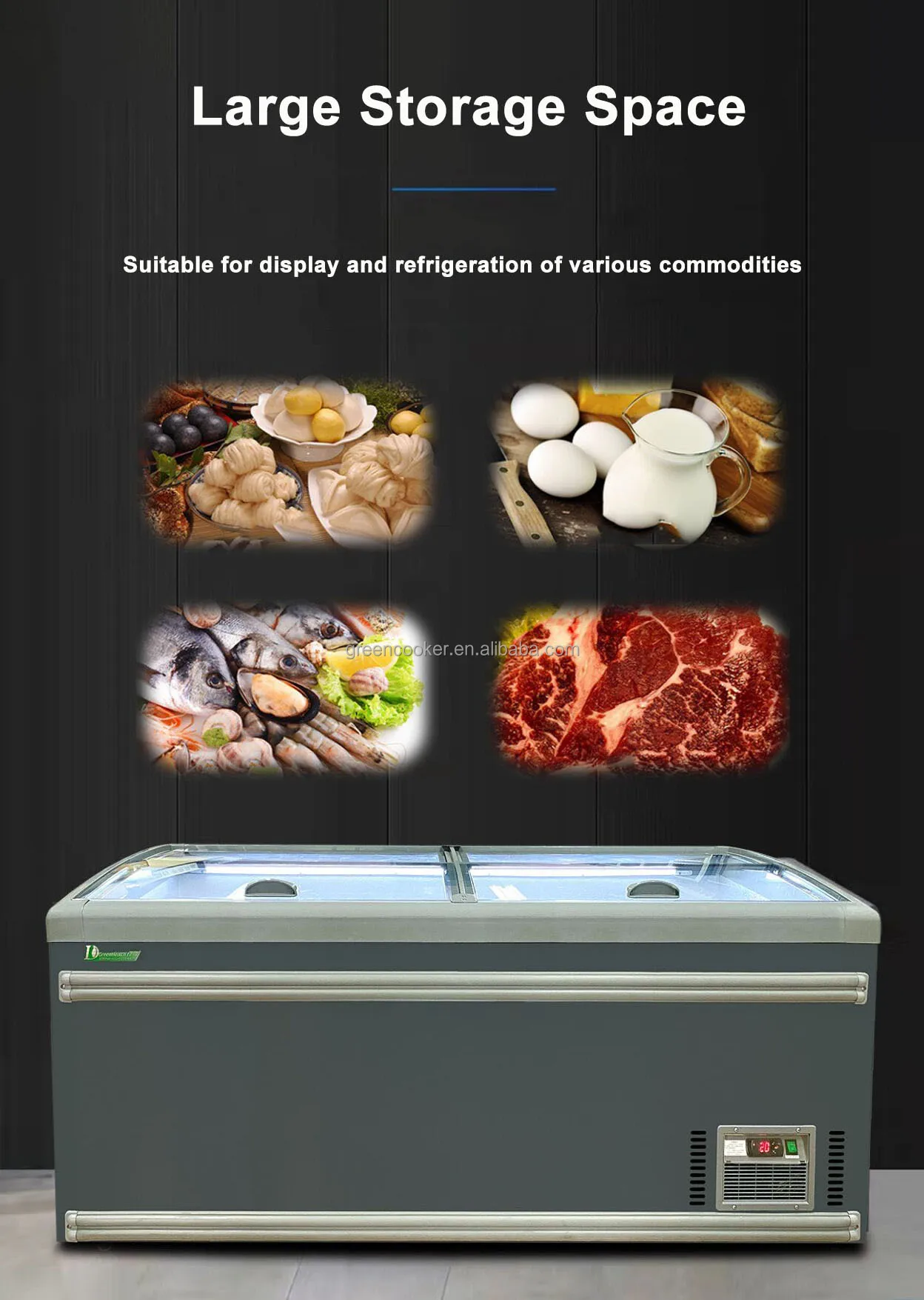 Sliding Door Glass Top Display Freezer Horizontal Deep Freezer ...