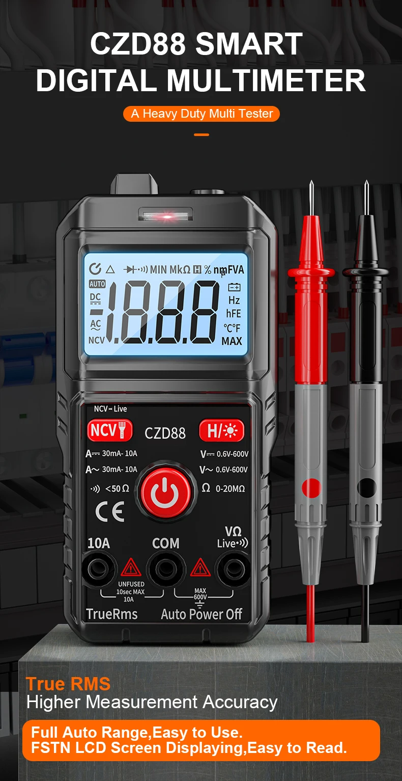 CZD88 Digital Multimeter with Built-in 200mA Rechargeable Battery ...
