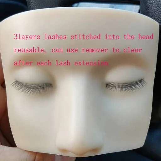 Reusable Eyelash Extension Training Silicone Flat Mannequin Head With 3 ...