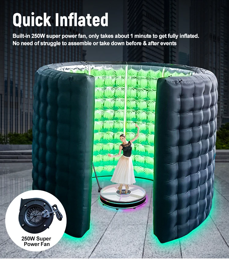 3m Diameter Round Inflatable Wall 360 Photo Booth Enclosure With Air ...