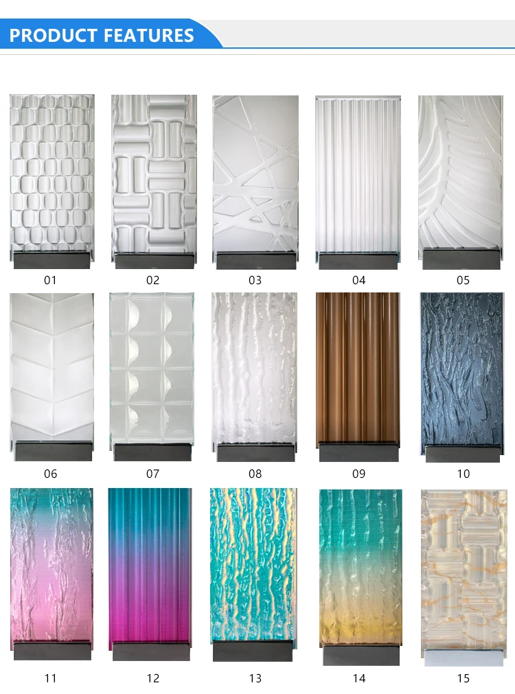 Architectural Art Water Pattern Stripe Embossing Laminated Fused Glass ...