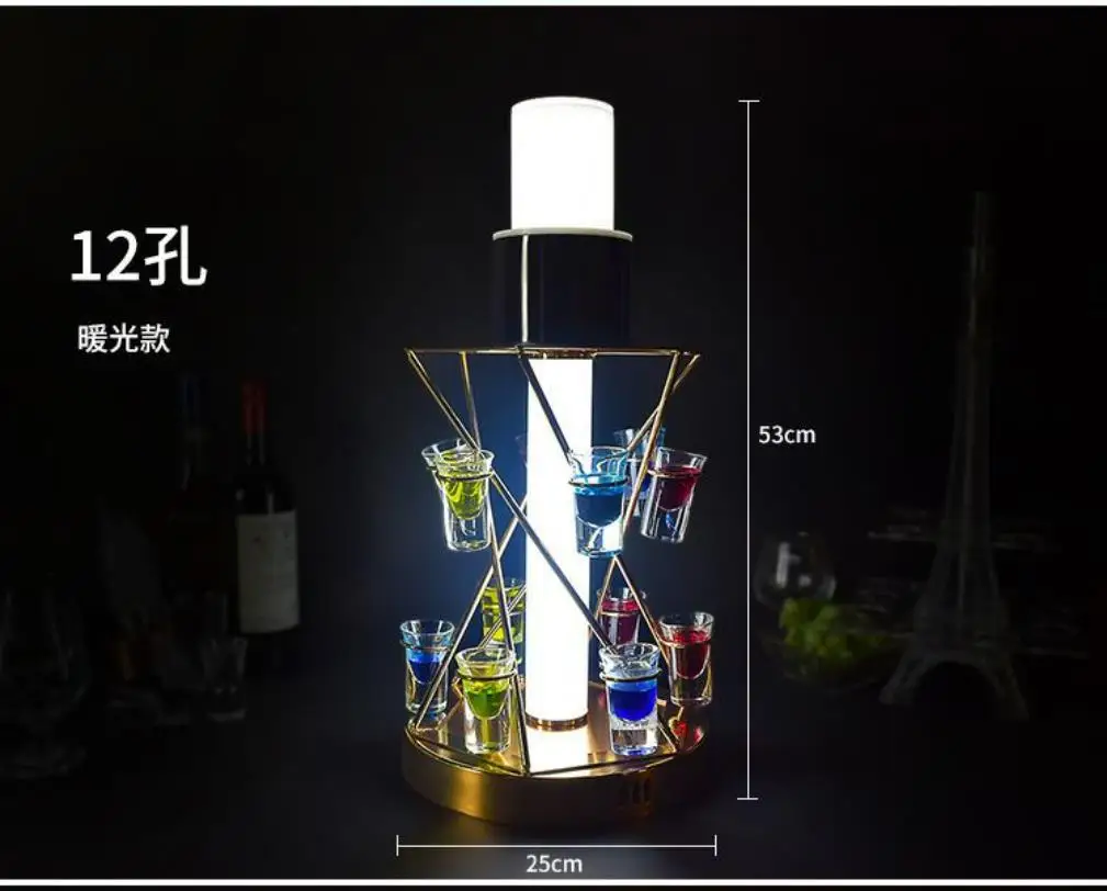 LED Lighted Acrylic Rotating Shot Glass Flight Tray