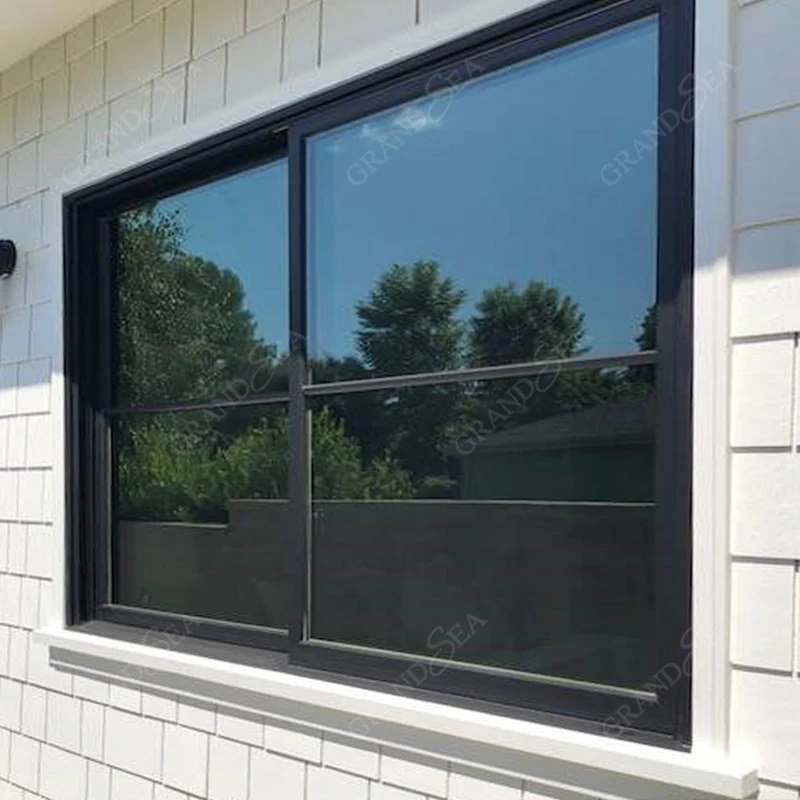 Double Tempered Reflective Glass Aluminium Sliding Windows