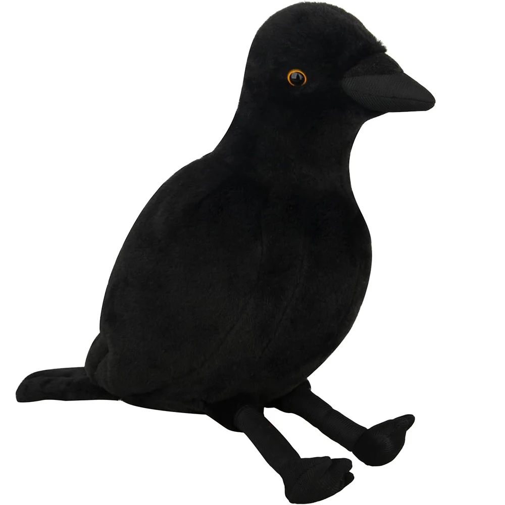 Crow Plush Toy Realistic Raven Doll Stuffed Animal Black Bird Halloween ...