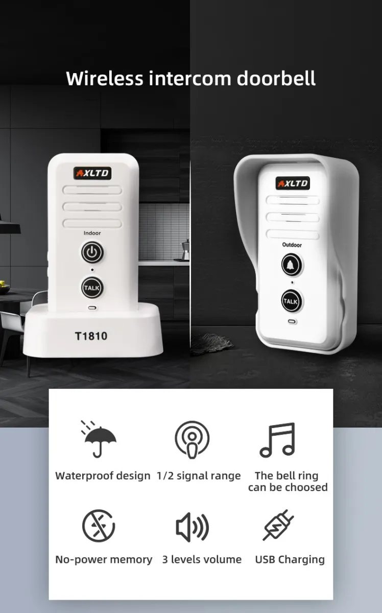 T1810 High Quality Intercom System Two-way Voice Intercom Wireless ...