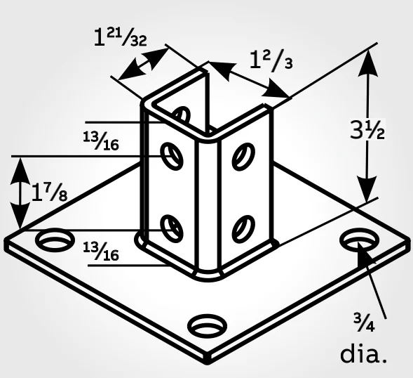 Galvanized Channel Fittings Steel Square Post Base Connector| Alibaba.com