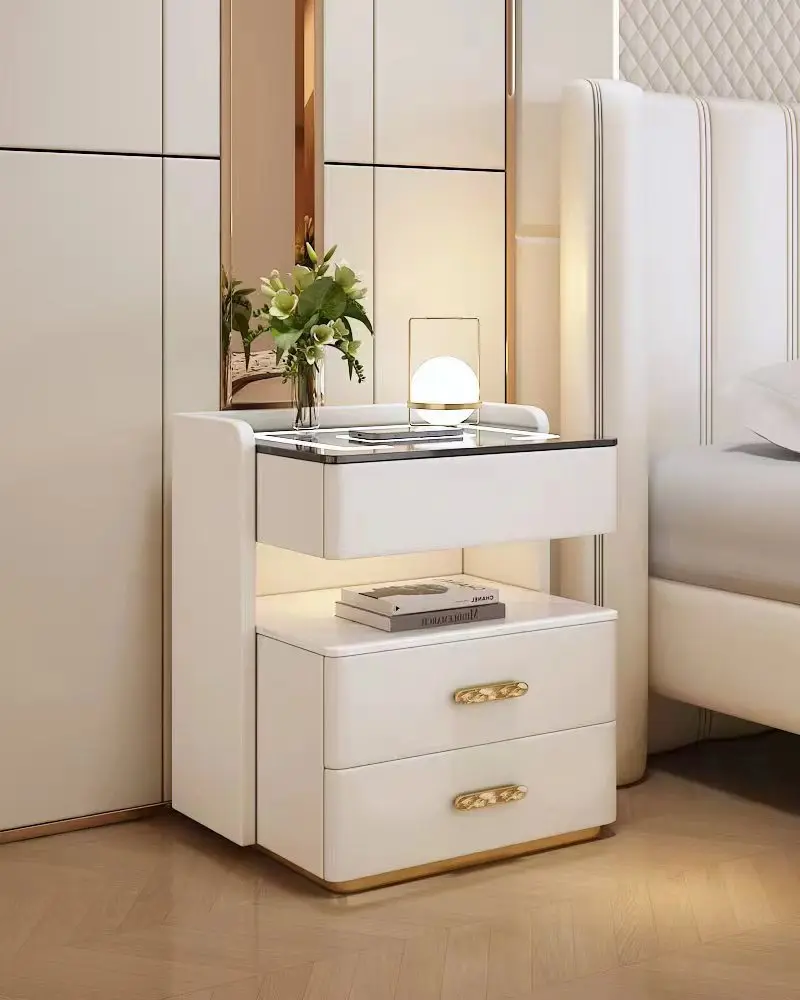 Customized Modern Luxury Solid Wood Smart Nightstand Wireless Charging ...