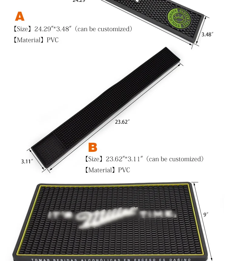 Personalized Custom Branded Rubber Beer Bar Spill Mat With Logos Pvc ...