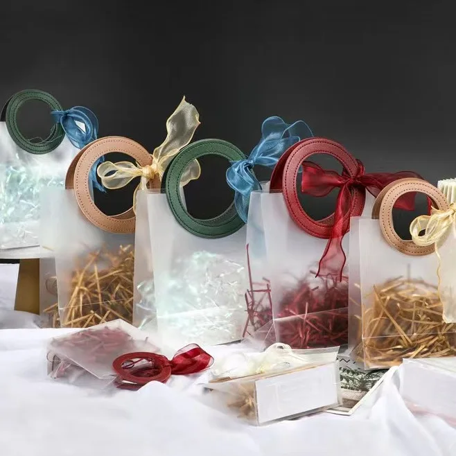 Pvc Transparent Frosted Tote Gift Bag Clear See Through Plastic Handbag ...