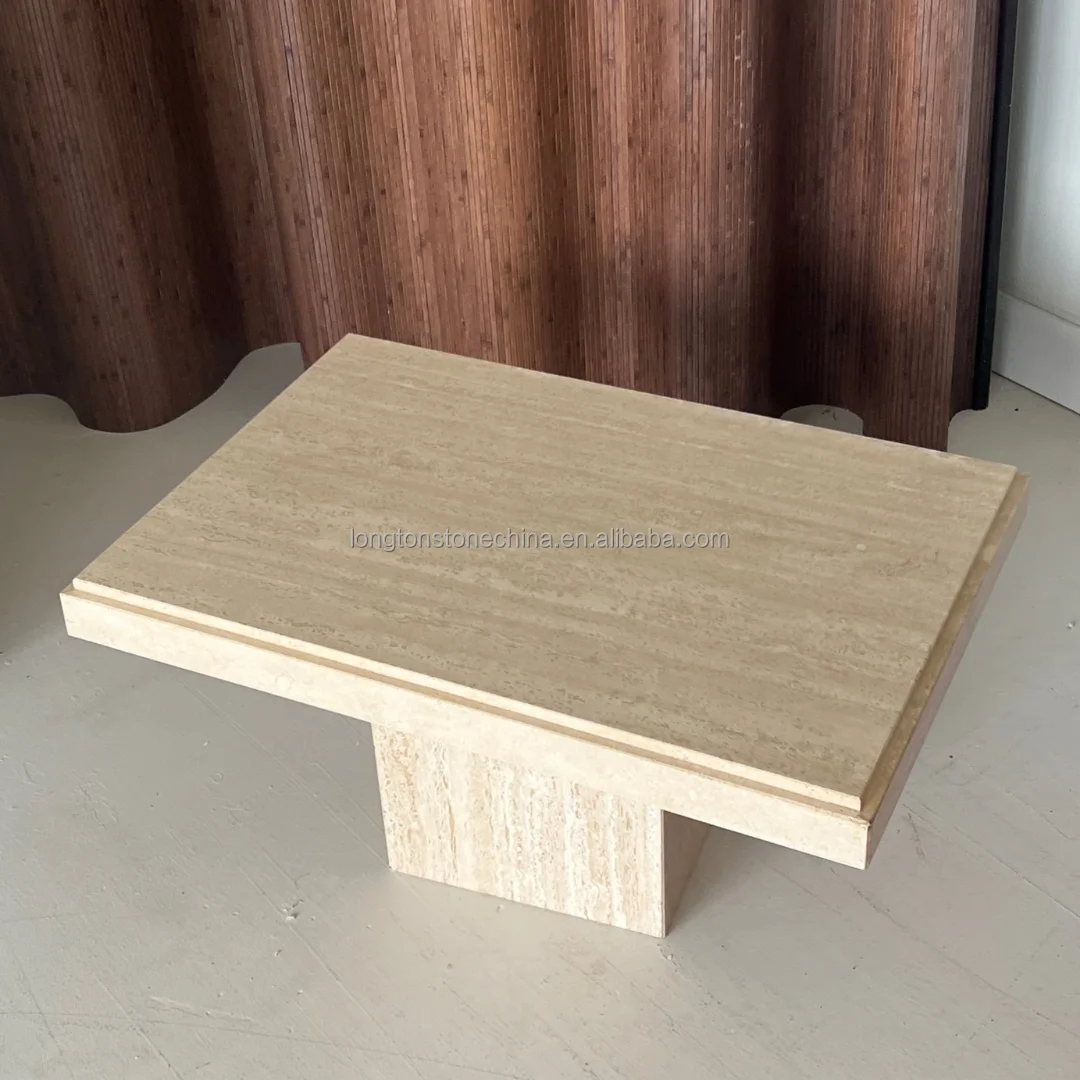 Modern Rectangle Travertine Coffee Table Natural Stone Furniture ...