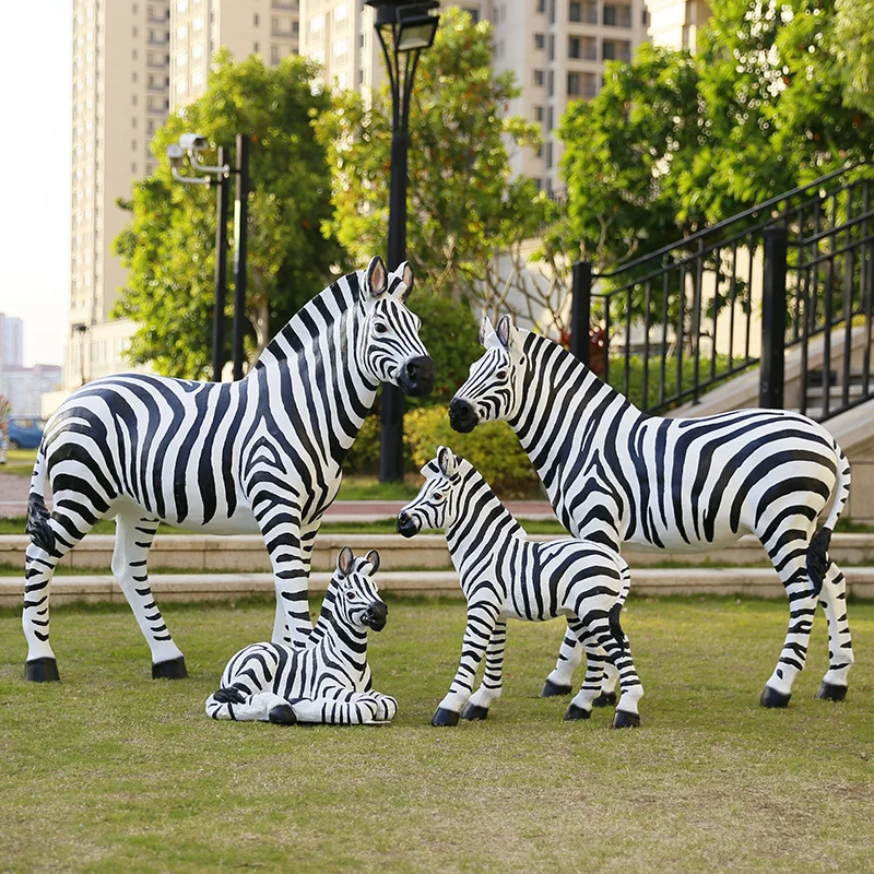 Custom Fiberglass Cartoon Animal zebra Sculpture for Park Amusement ...