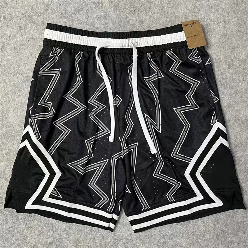 Dry And Comfortable 100% Polyester Mesh Black & White Mens Shorts With ...